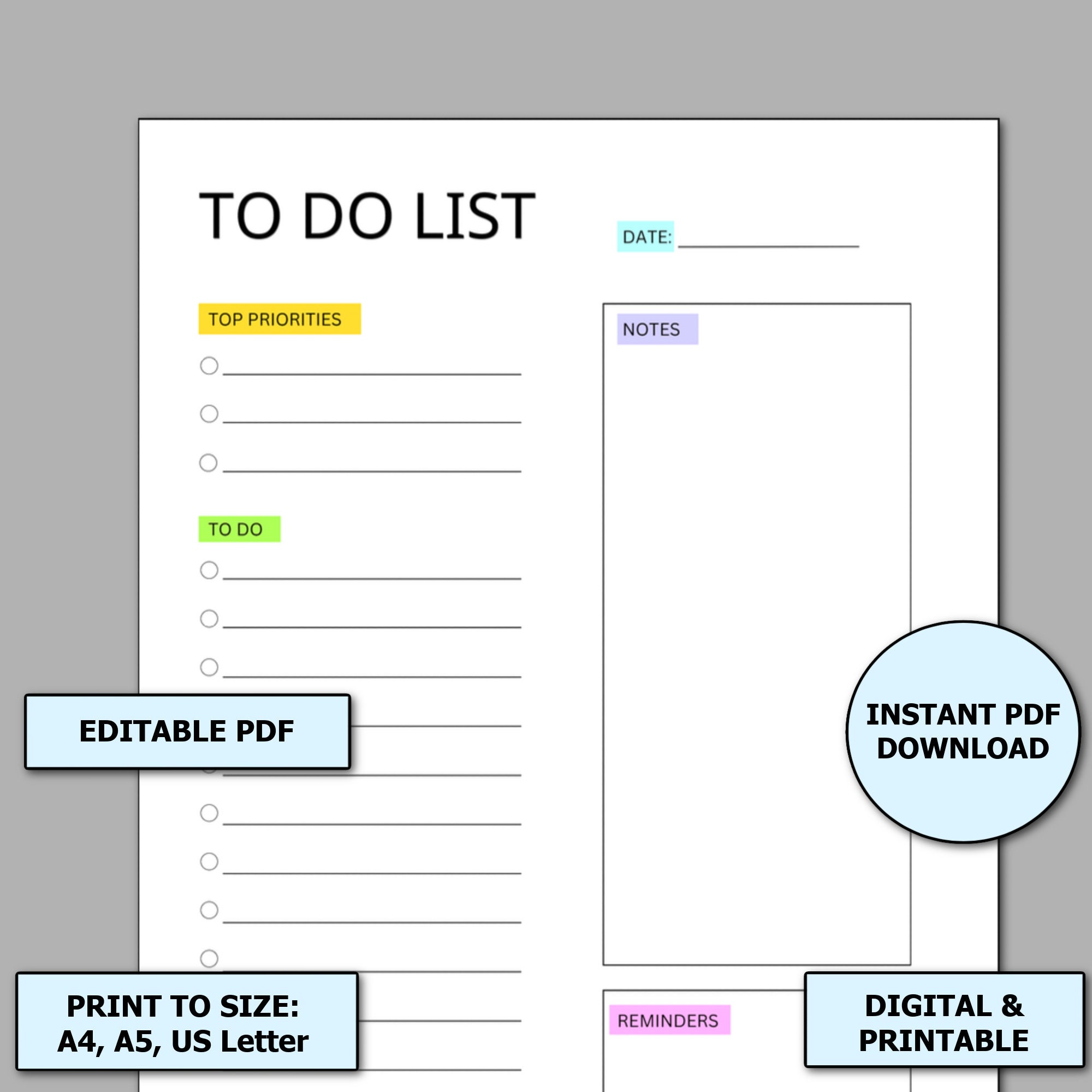 Editable to Do List PDF, Printable to Do List, iPad To-do List, iPhone ...