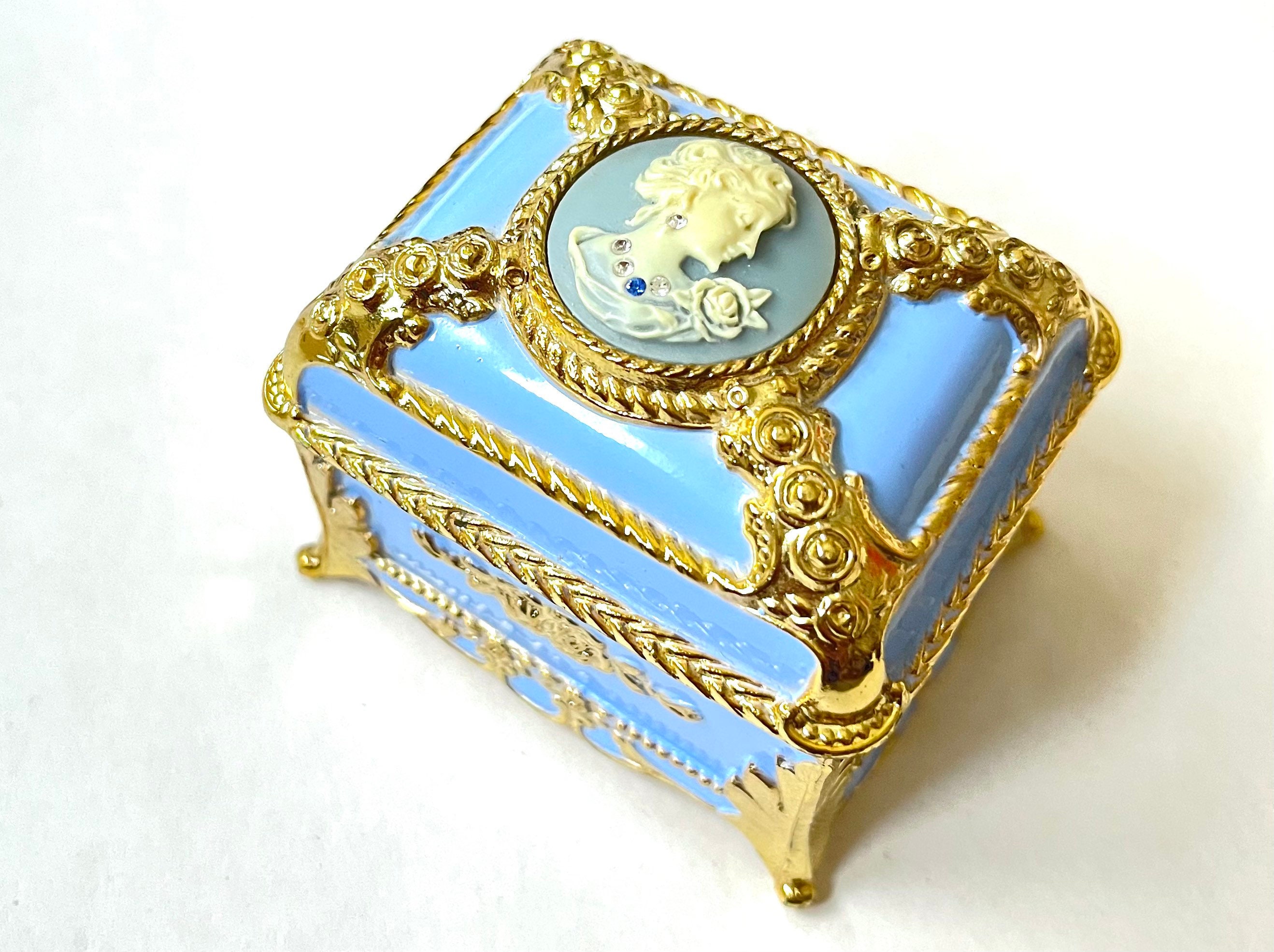 VTG San Francisco Music Box Company Cameo Glass Silver Accented Jewelry ...