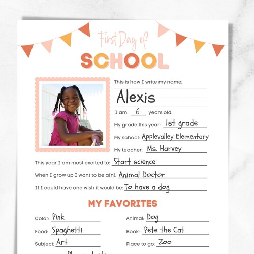 The Best First Day of School Interview All Grades Time - Etsy