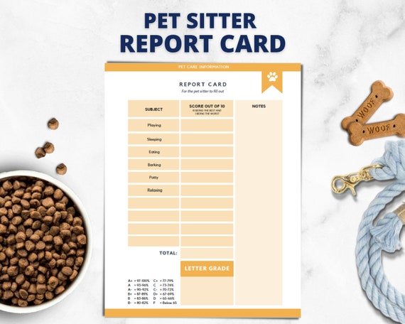 Pet Sitter Report Card Dog Report Card Pet Sitter | Etsy