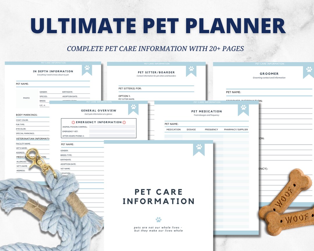 Pet Planner Printable, Pet Binder, Home Management Binder, Dog Planner ...
