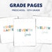 Grade Pages Binder Dividers School Grade Signs - Etsy