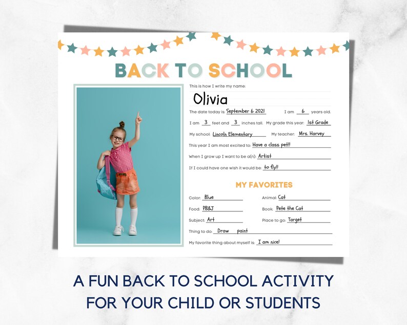 Back to School Printable All About Me Questionnaire - Etsy