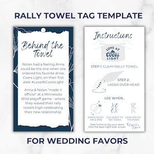 Wedding Rally Towel Tag Template, Rally Towel Illustration, Spirit ...