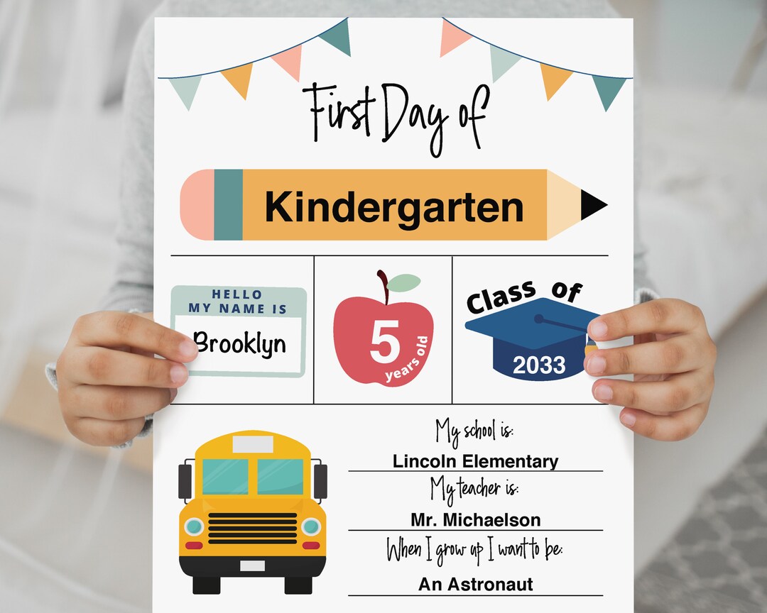 Printable First Day of School Sign, All About Me, Back to School Sign ...