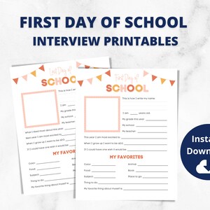 First Day of School Printable, Questionnaire, Interview, Worksheet ...