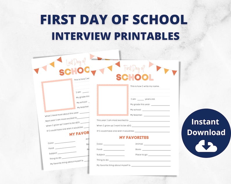 First Day of School Printable Questionnaire Interview - Etsy