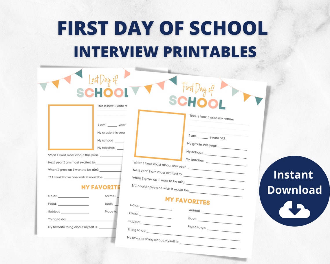 First Day of School Printable Questionnaire Interview - Etsy