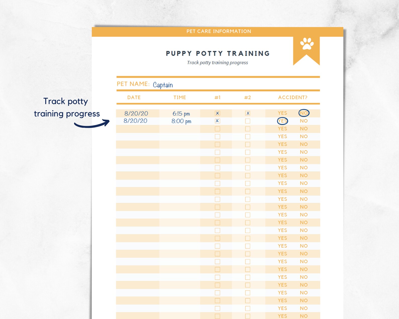 Puppy Potty Training Tracker Potty Training Chart New Puppy - Etsy