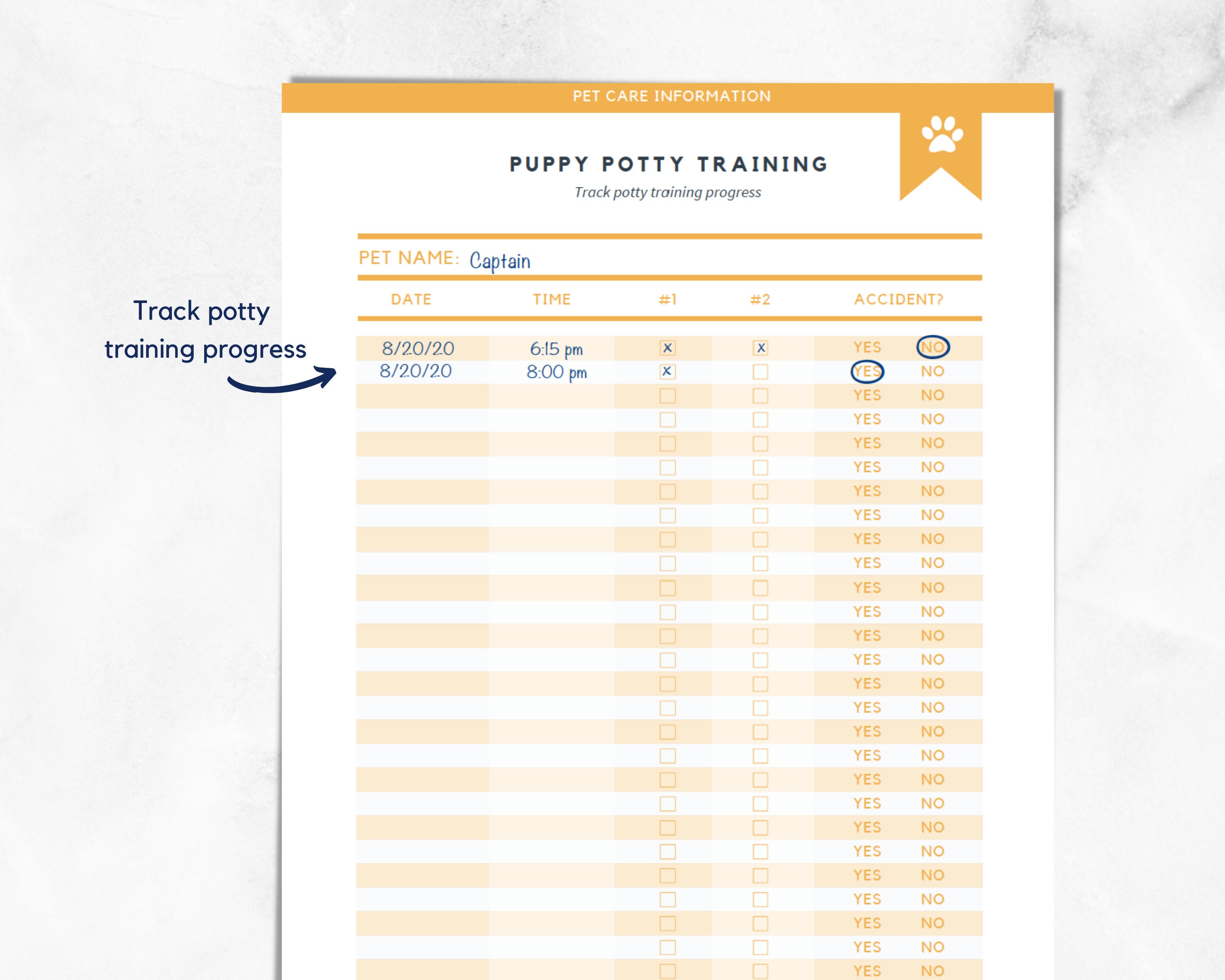 Puppy Potty Training Tracker Potty Training Chart New Puppy - Etsy