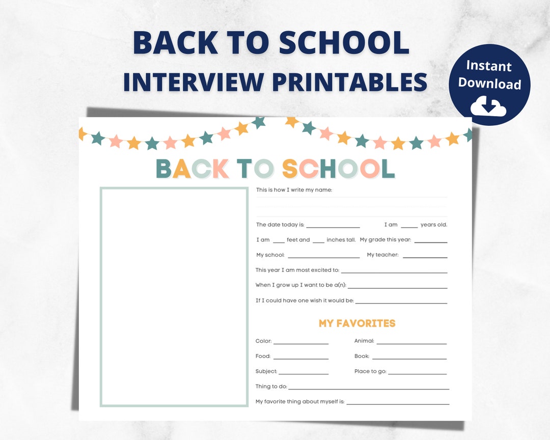 Back to School Printable, All About Me Questionnaire, Interview ...