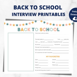 Back to School Printable, All About Me Questionnaire, Interview ...