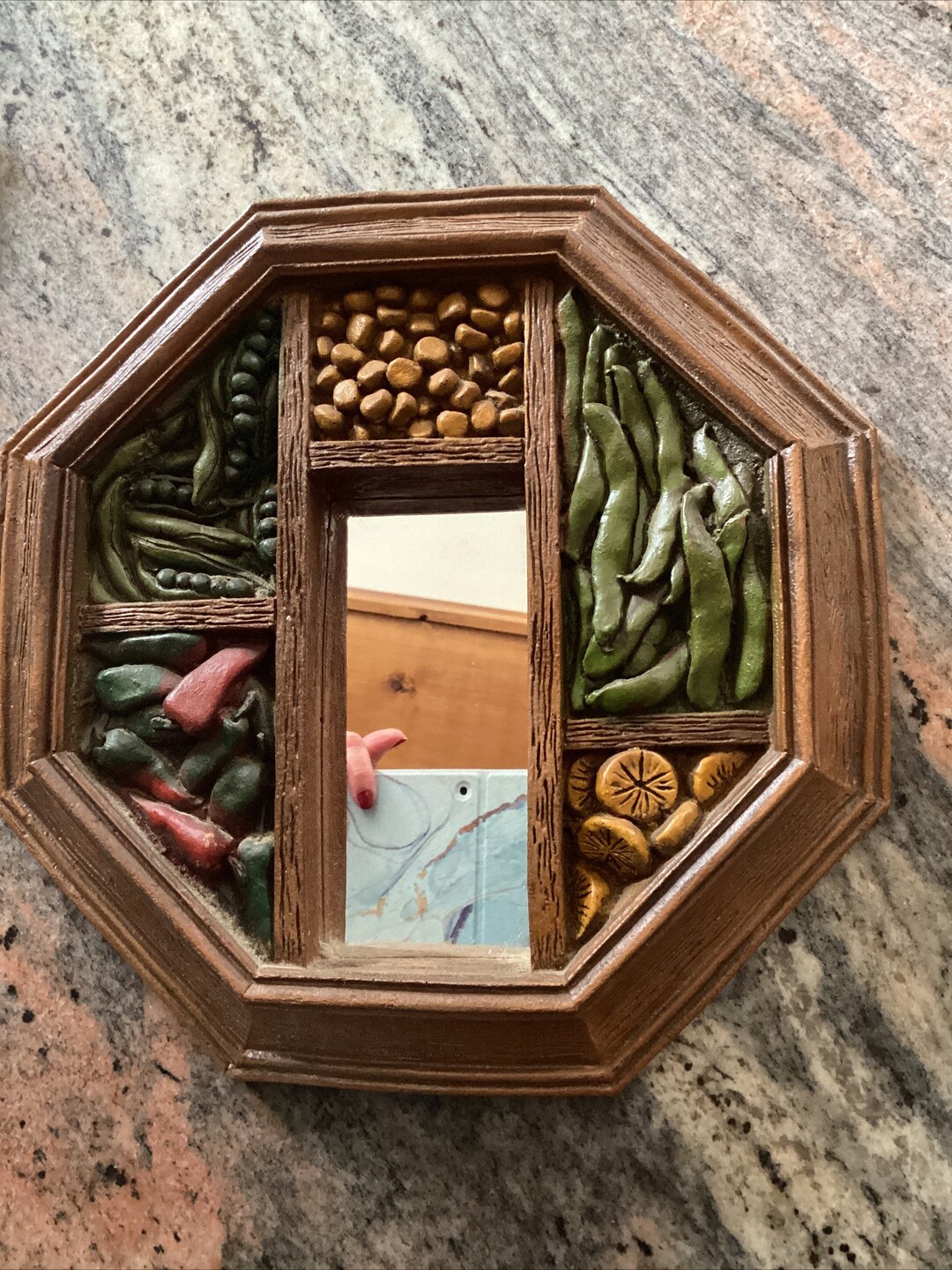 Vintage Syroco Vegetable Octagon Wall Decor & Vegetable Mirrored Piece ...