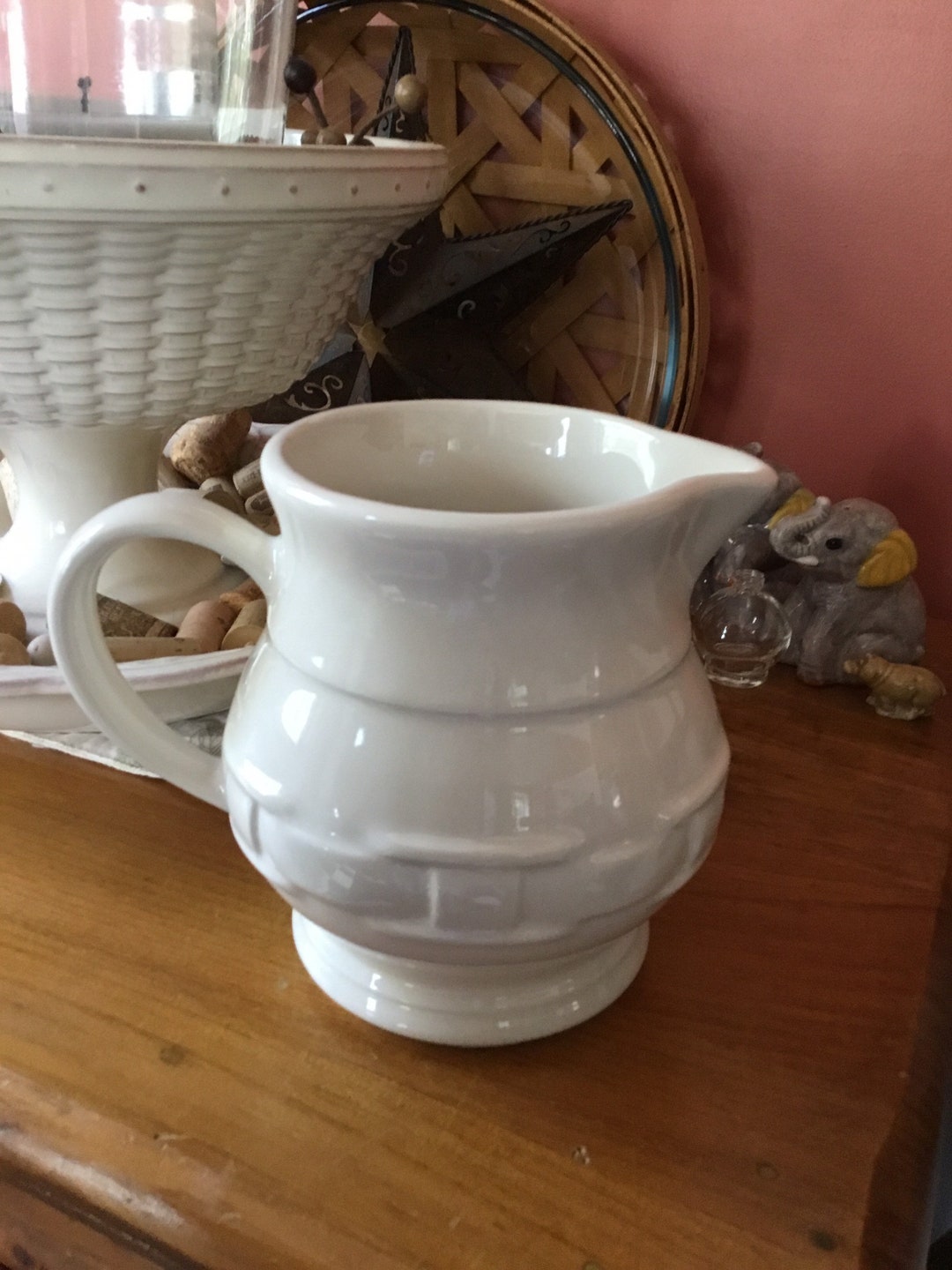 Longaberger Woven Traditions Pottery 1 Quart Juice Pitcher Heritage ...