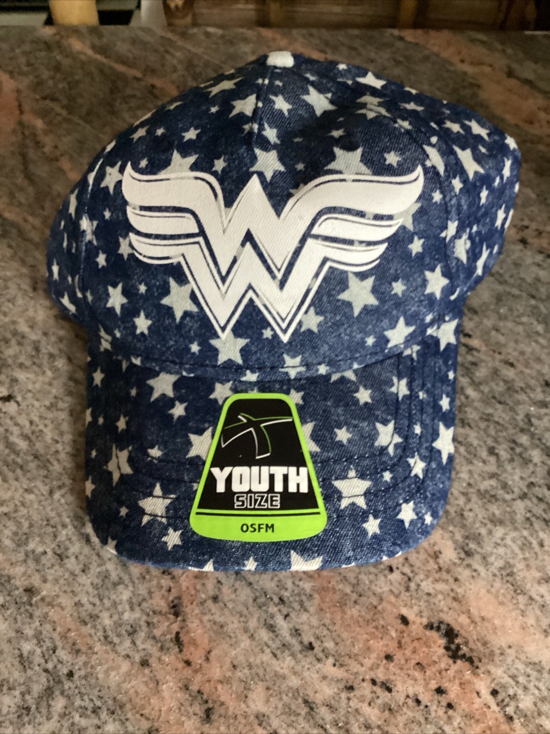 DC Super Hero Girls Wonder Woman Hat Cap Youth Blue With White Stars ...