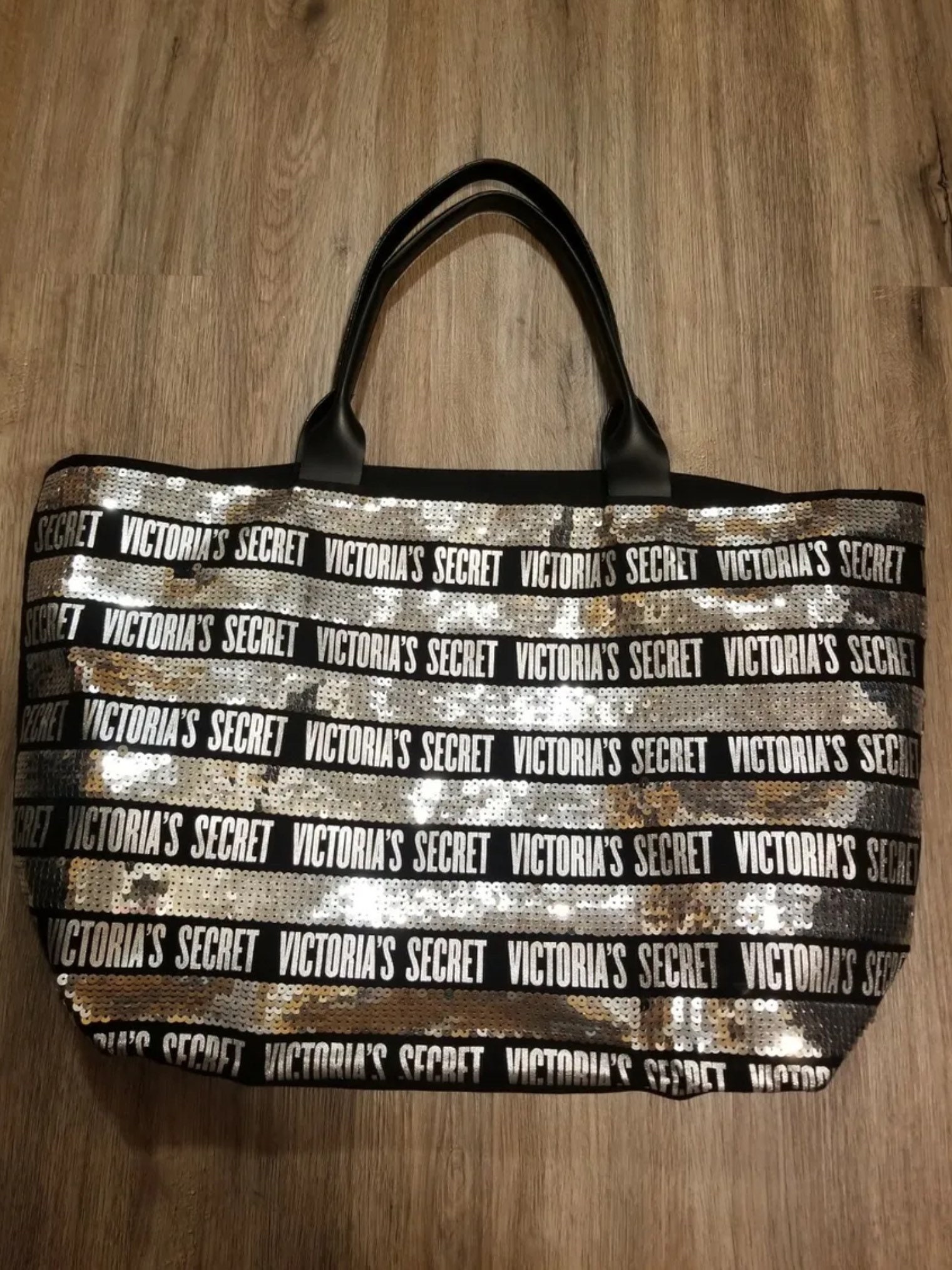 Victorias Secret Black Silver White Sequin Weekender Limited Edition ...