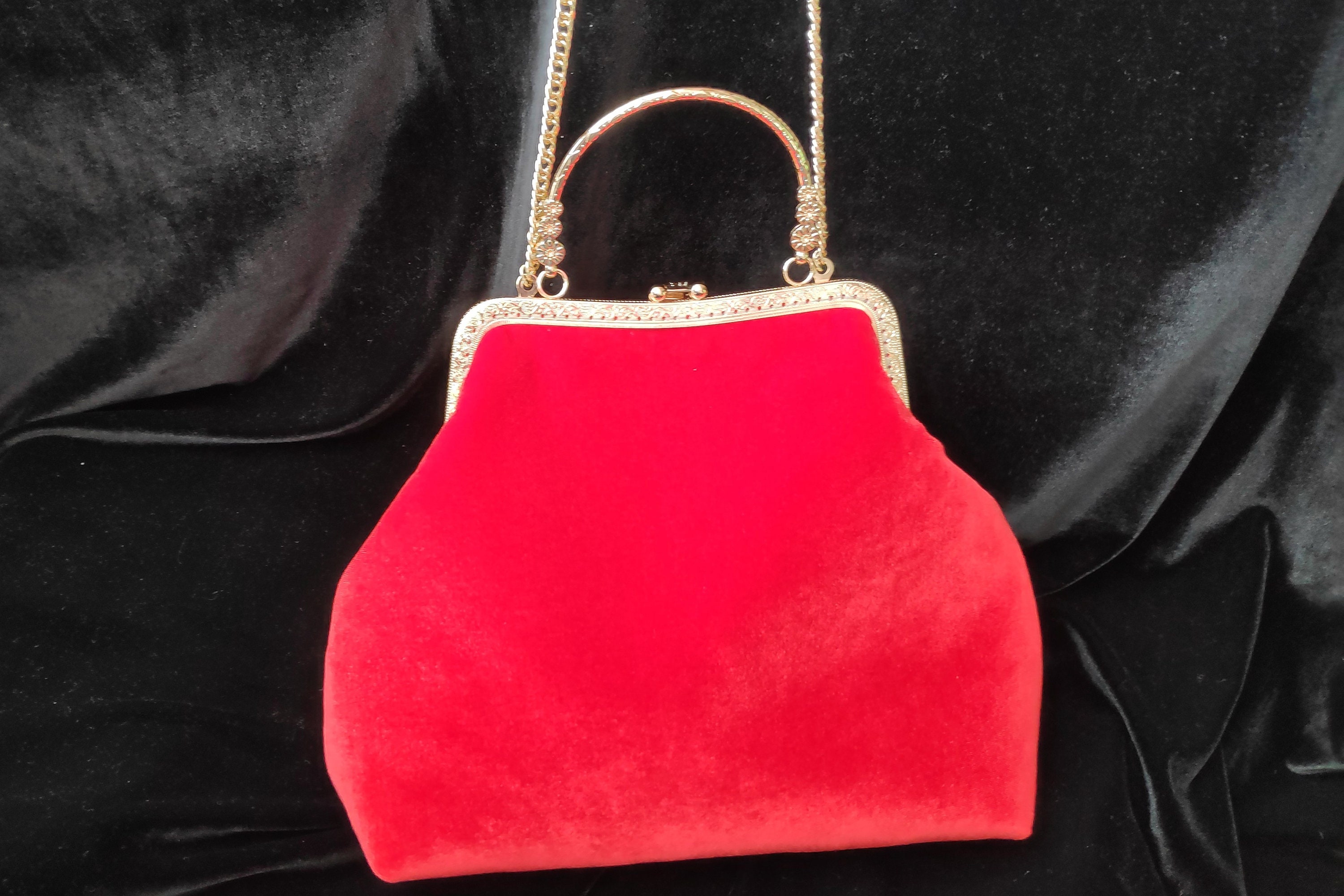 Red Velvet Clutch With Chinese Dragon Embroidery Clutch Purse for ...