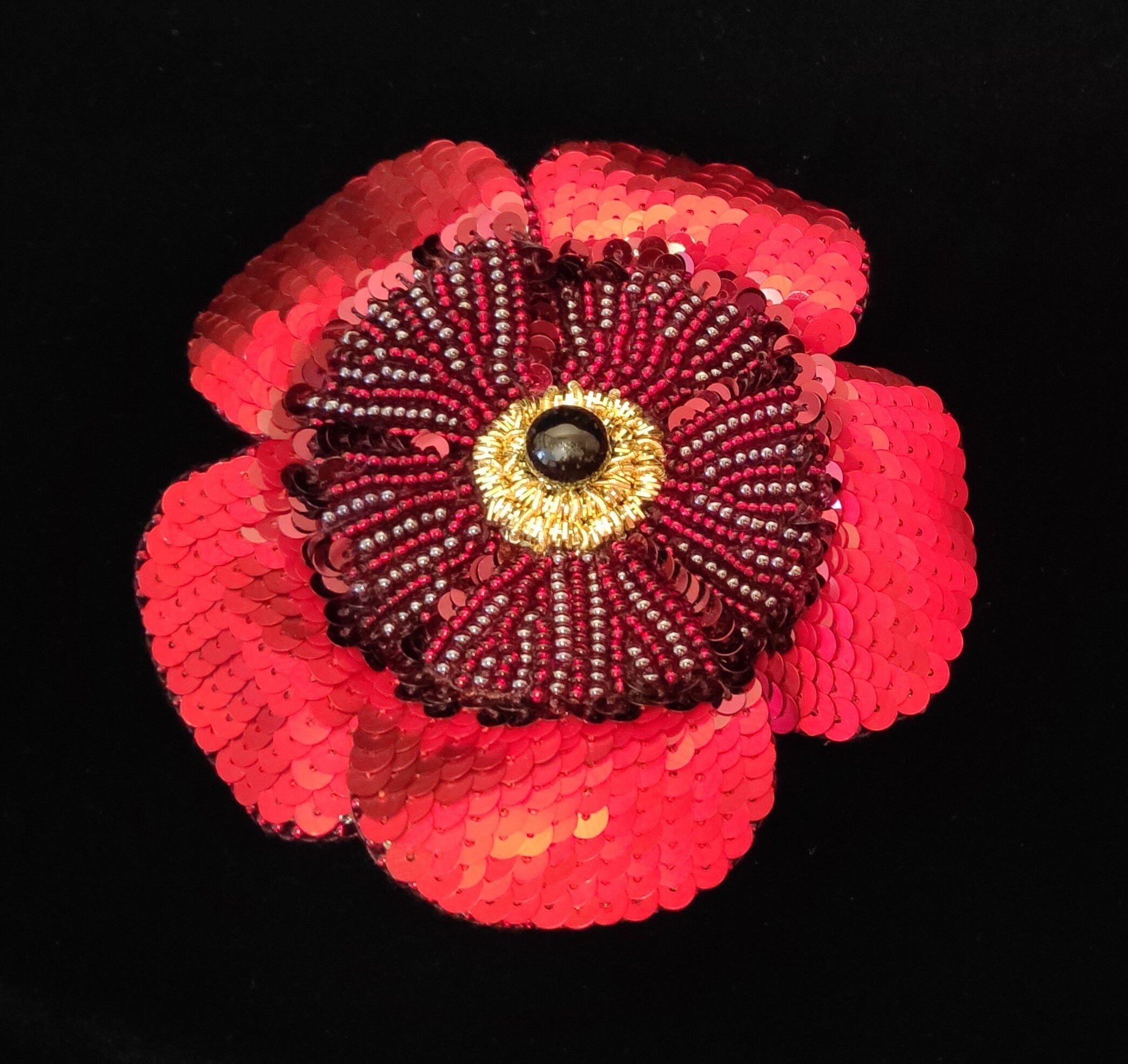 Oversized Red Poppy Brooch Pin Handmade Beaded Embroidery Brooch Chunky ...