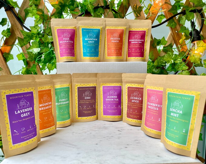 Tea Trio ORGANIC Loose Leaf Tea Samplers Beautiful Glass Jar Samplers ...