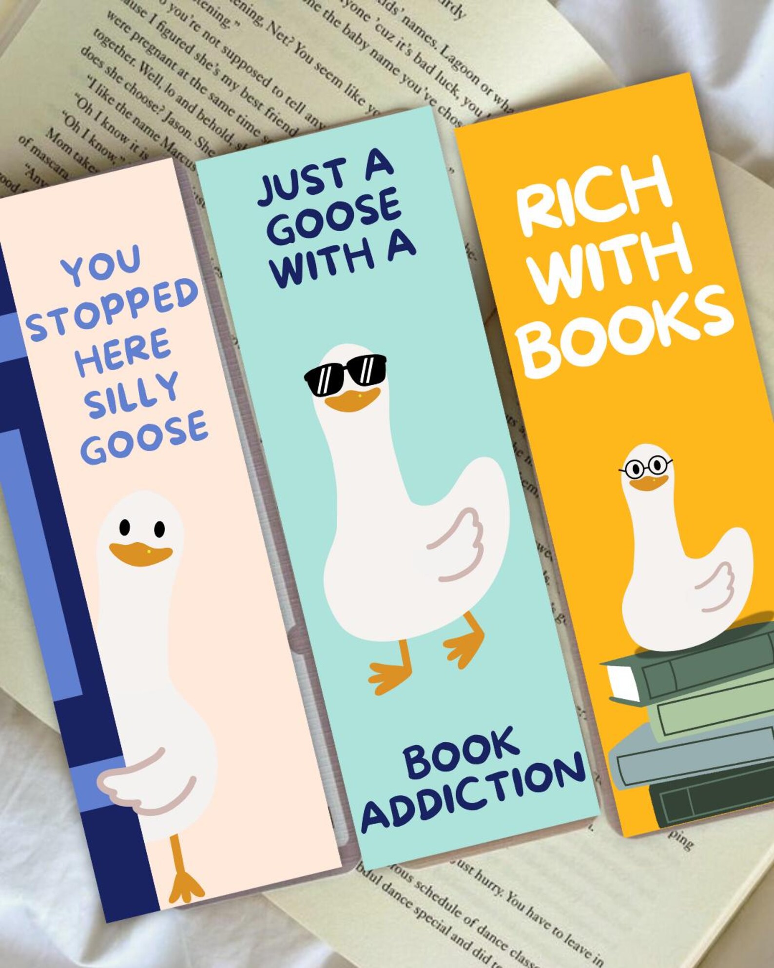 Silly Goose Digital Bookmarks | Cute Goose Reading Accessories | Book ...