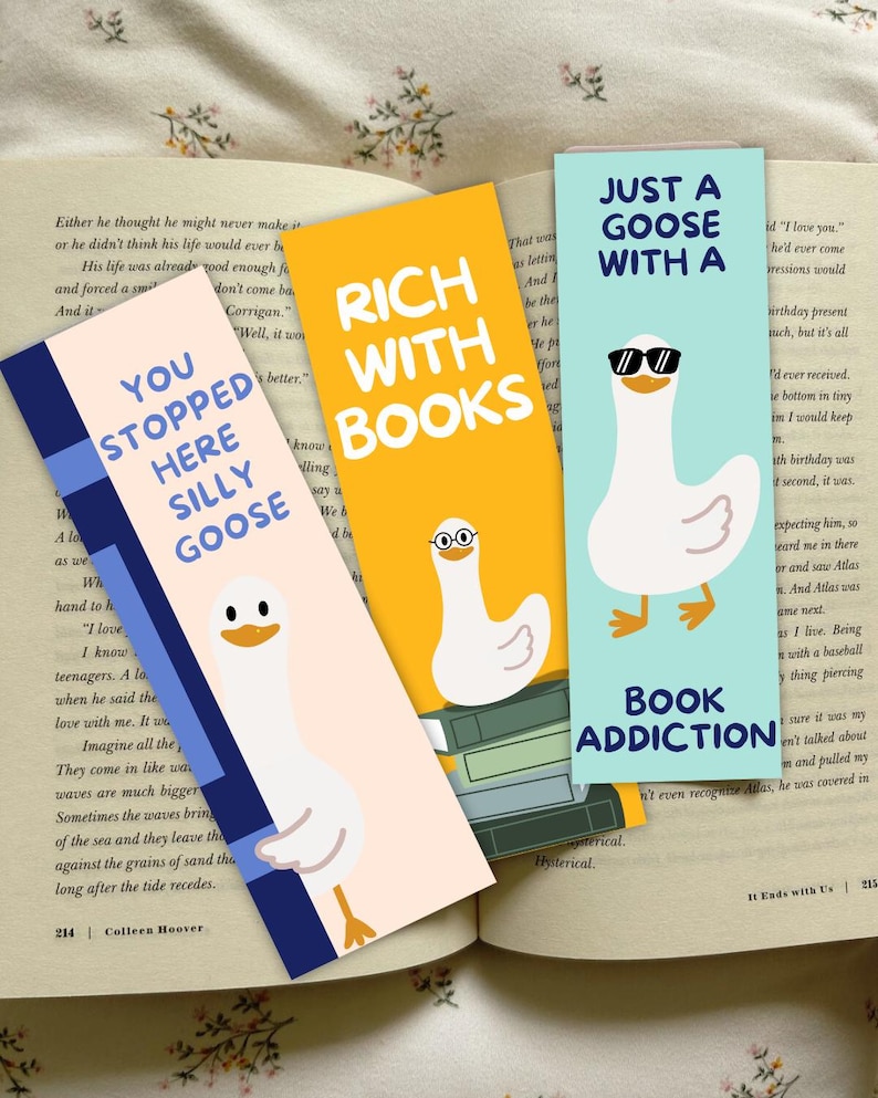 Silly Goose Digital Bookmarks | Cute Goose Reading Accessories | Book ...