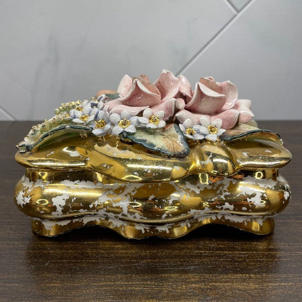 Capodimonte Flower Trinket Box - Etsy