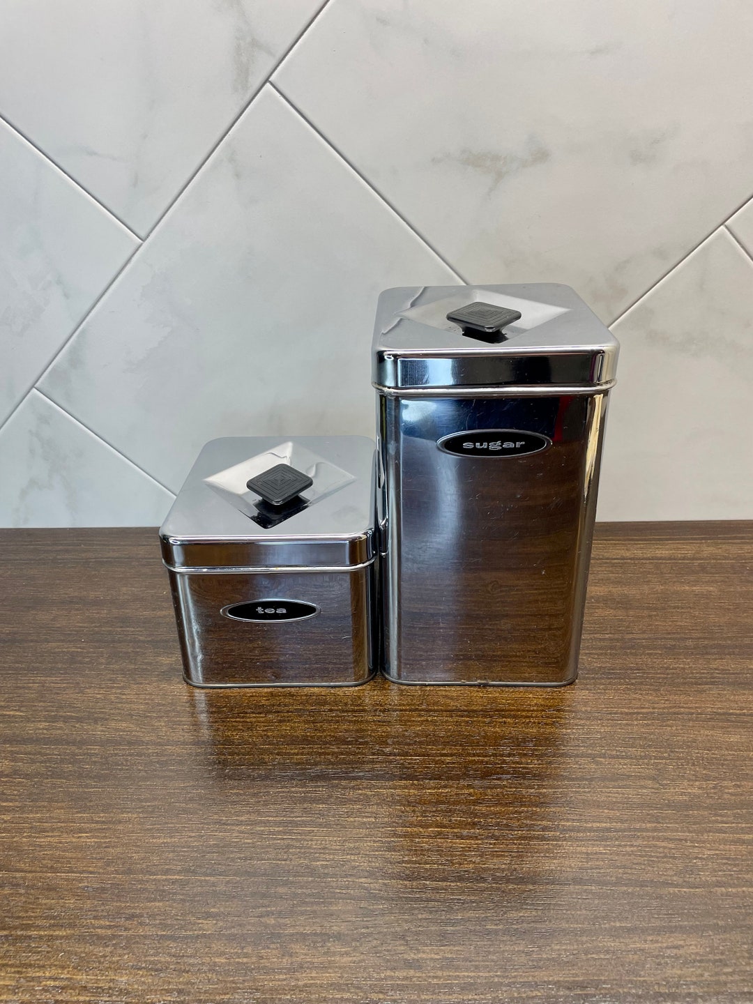 Mid-century Modern Canisters, Sugar and Tea Canisters, Atomic Kitchen ...