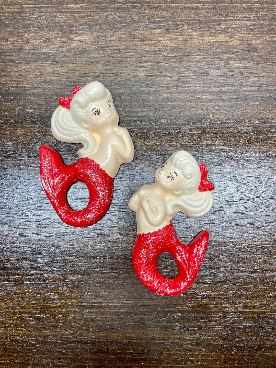 Vintage Chalkware Mermaid Wall Plaques Set of 2 Kitschy - Etsy