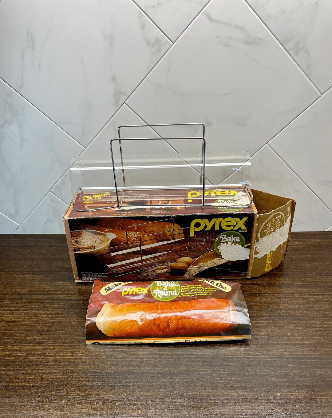 Pyrex Bake A Round Glass Baguette Baking Tube Corning 990 With Box and ...