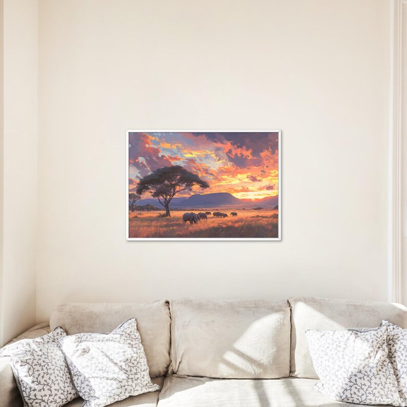 African Sunset Safari Wall Art - Digital Printable Landscape With ...