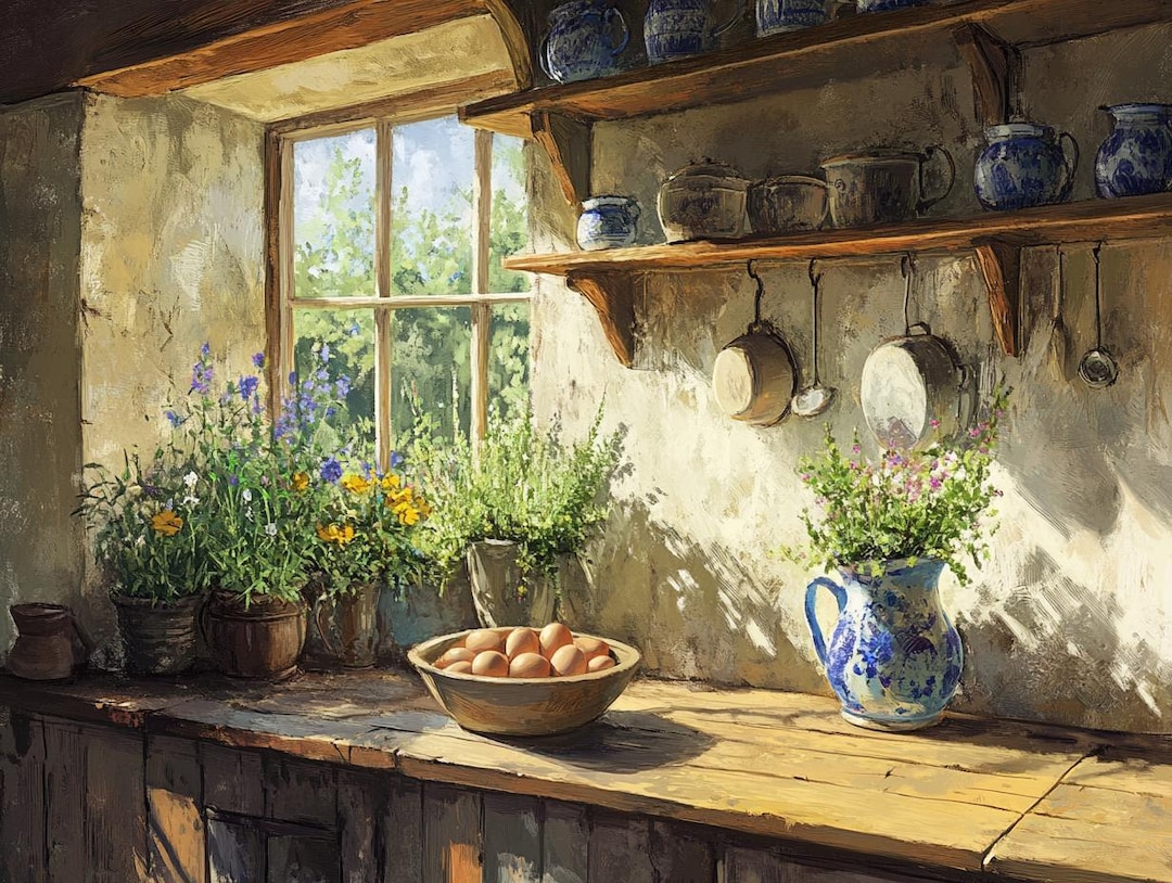 Rustic Kitchen Window Print, Vintage Farmhouse Decor (digital Download ...