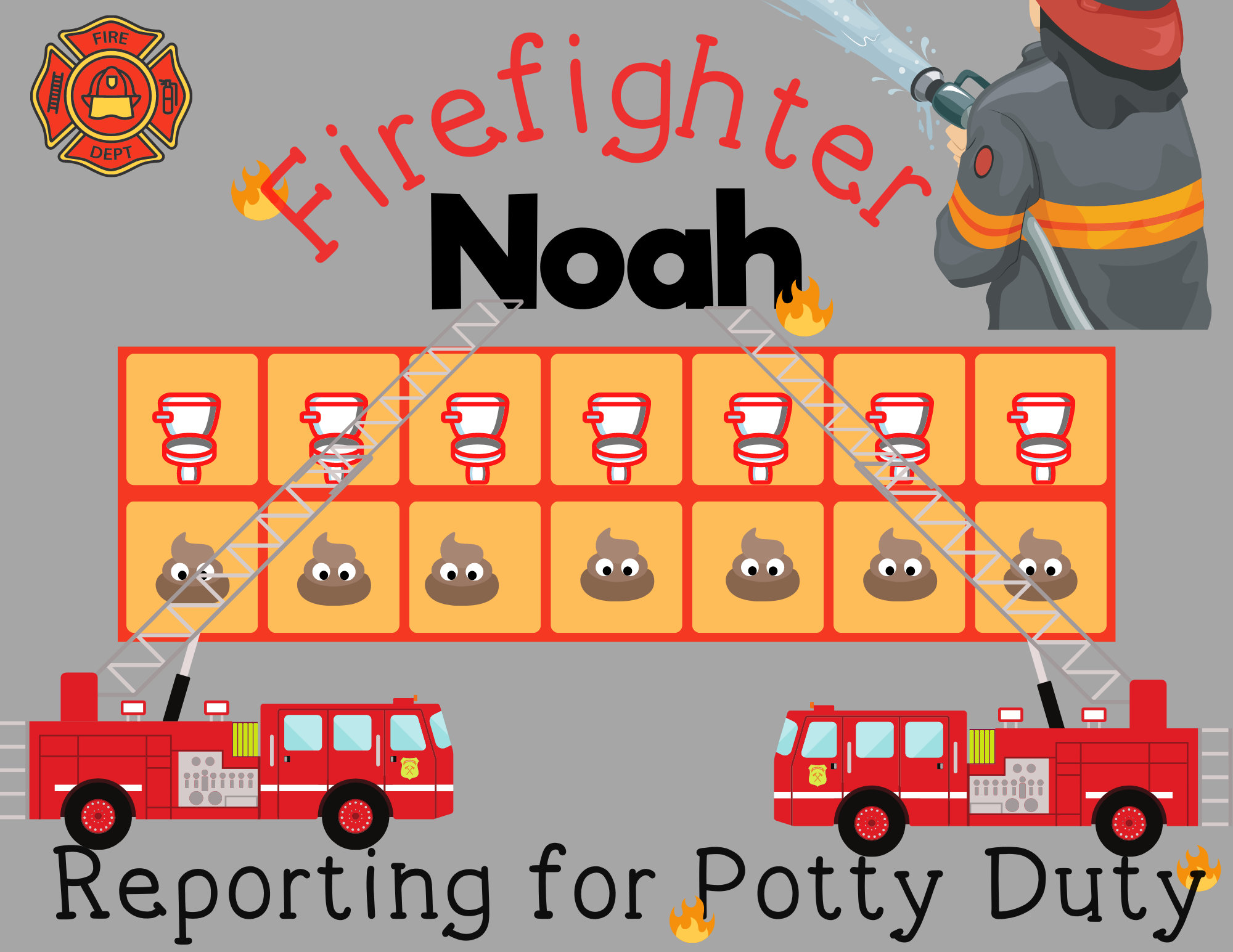 Fire Truck Potty Chart - Etsy
