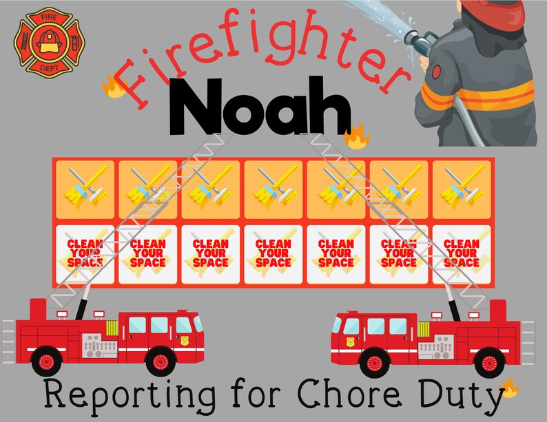 Fire Truck Potty Chart - Etsy