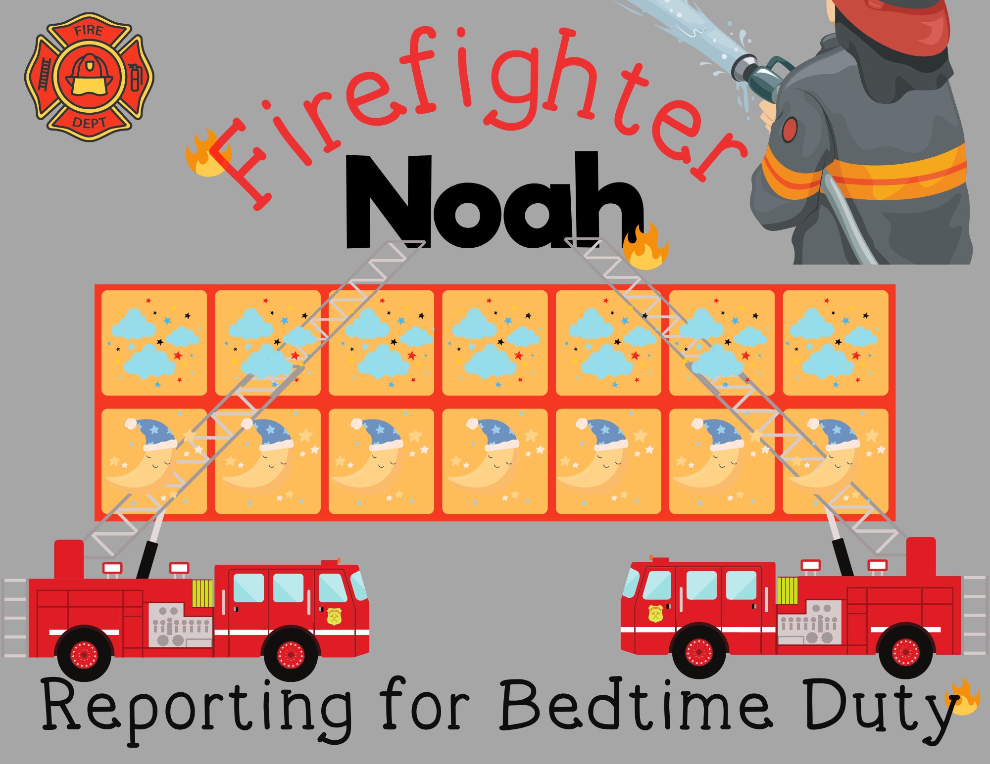Fire Truck Potty Chart - Etsy