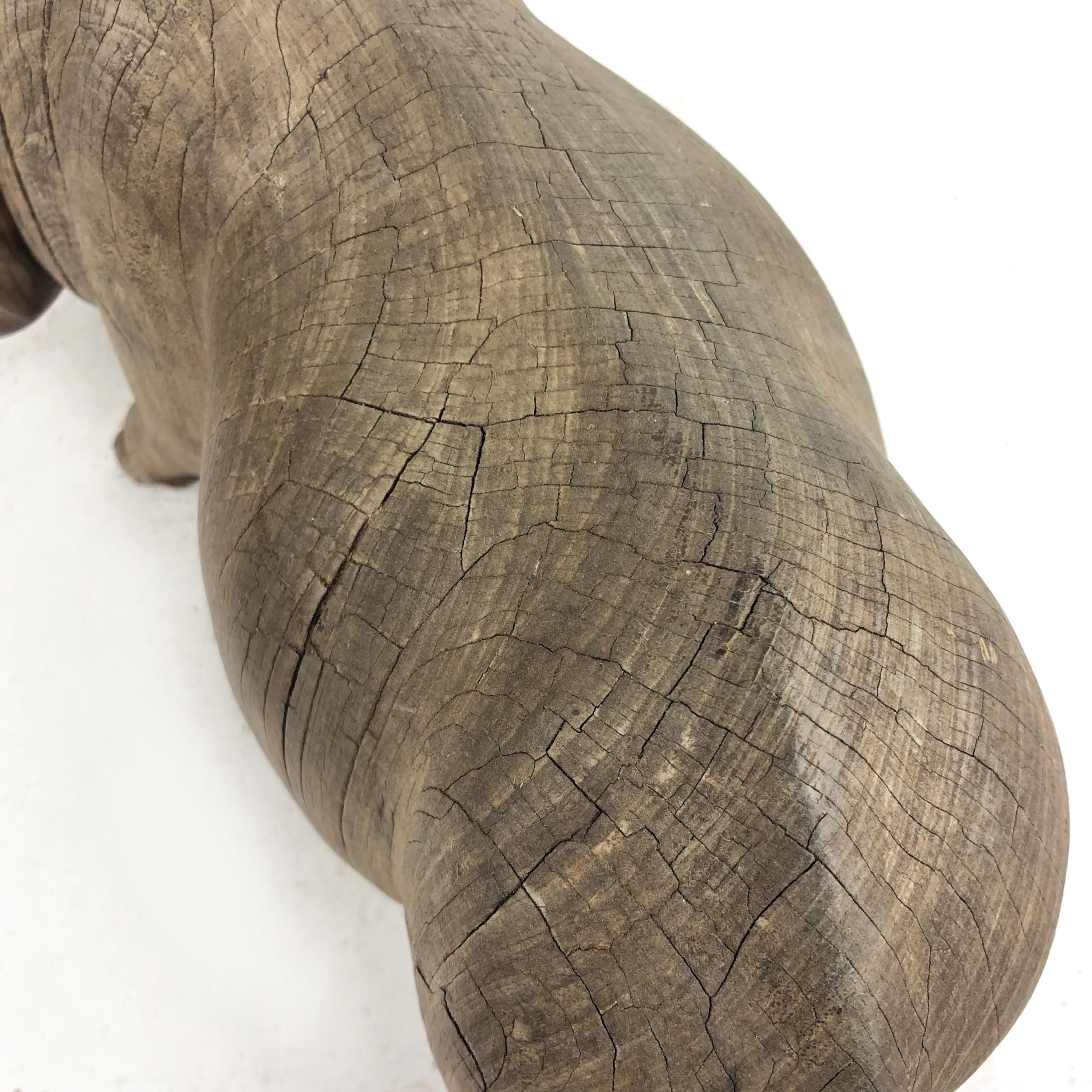 Vintage Large Carved Wooden Rhino-hand Carved African Rhino-1980's ...