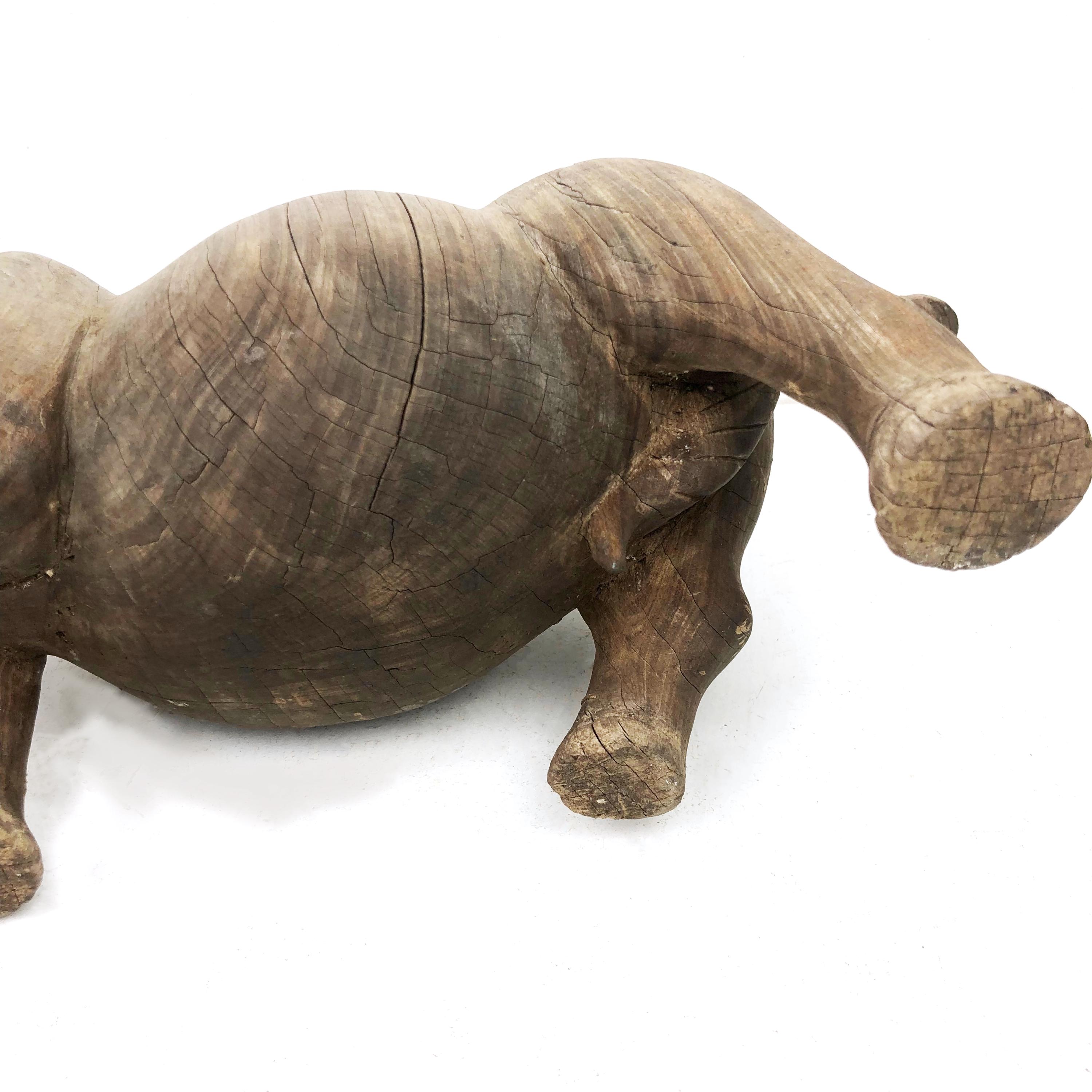 Vintage Large Carved Wooden Rhino-hand Carved African Rhino-1980's ...