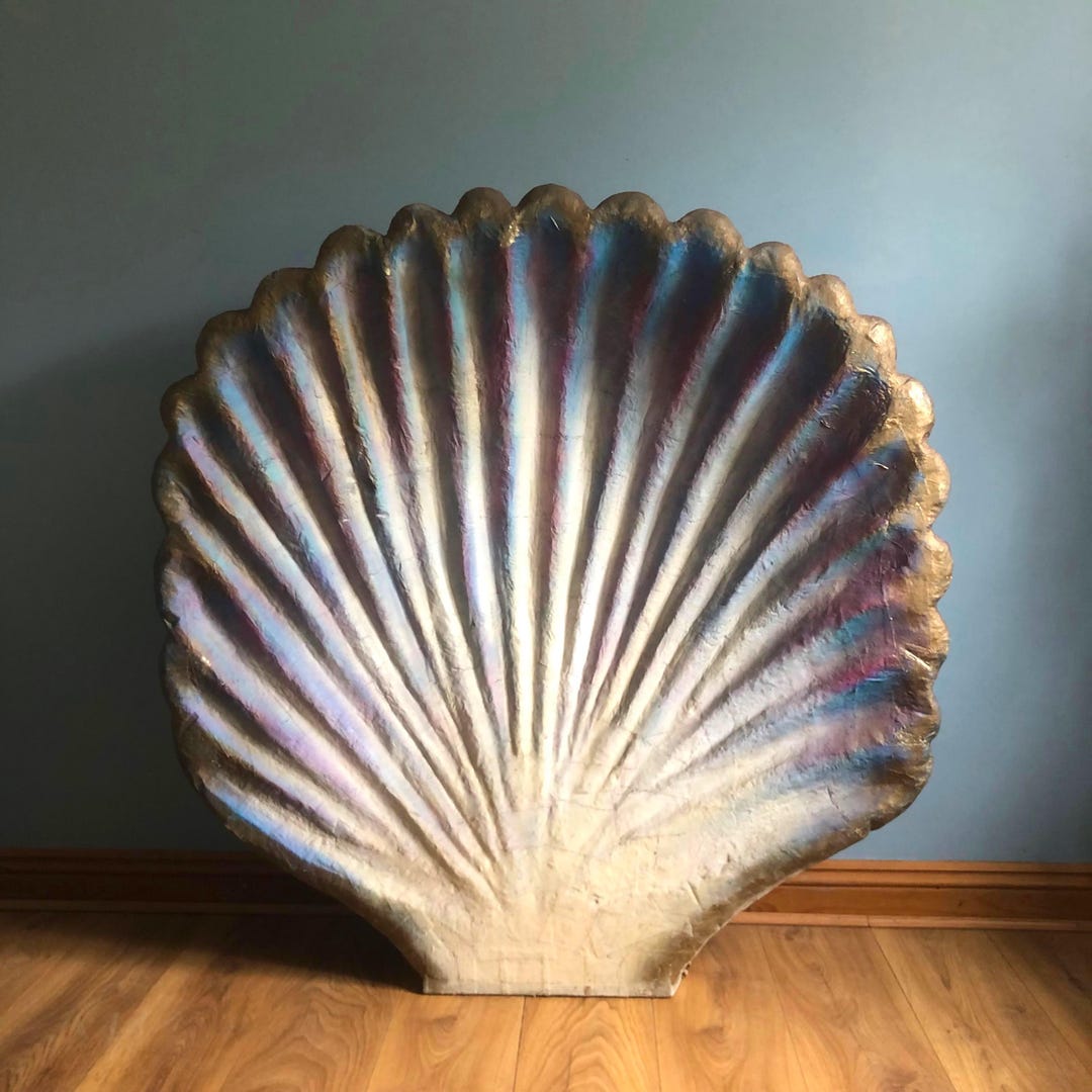 Vintage Giant 4' High Clam Shell Sculpture-huge Colourful Clam Shell ...