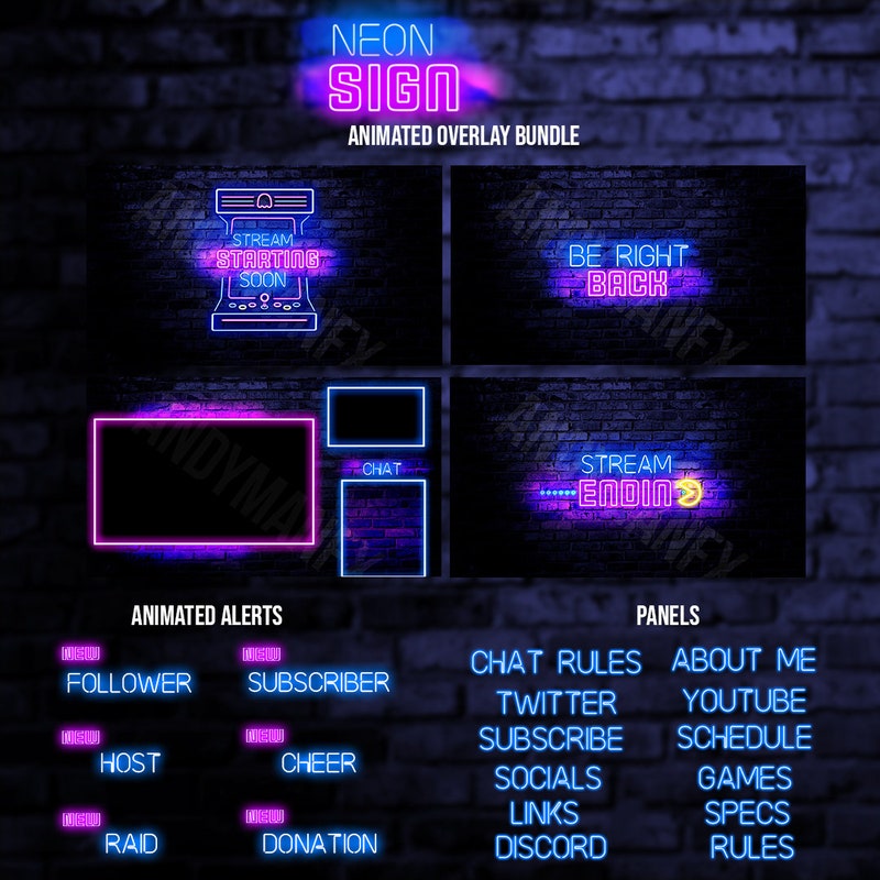Neon Twitch Overlay - Etsy