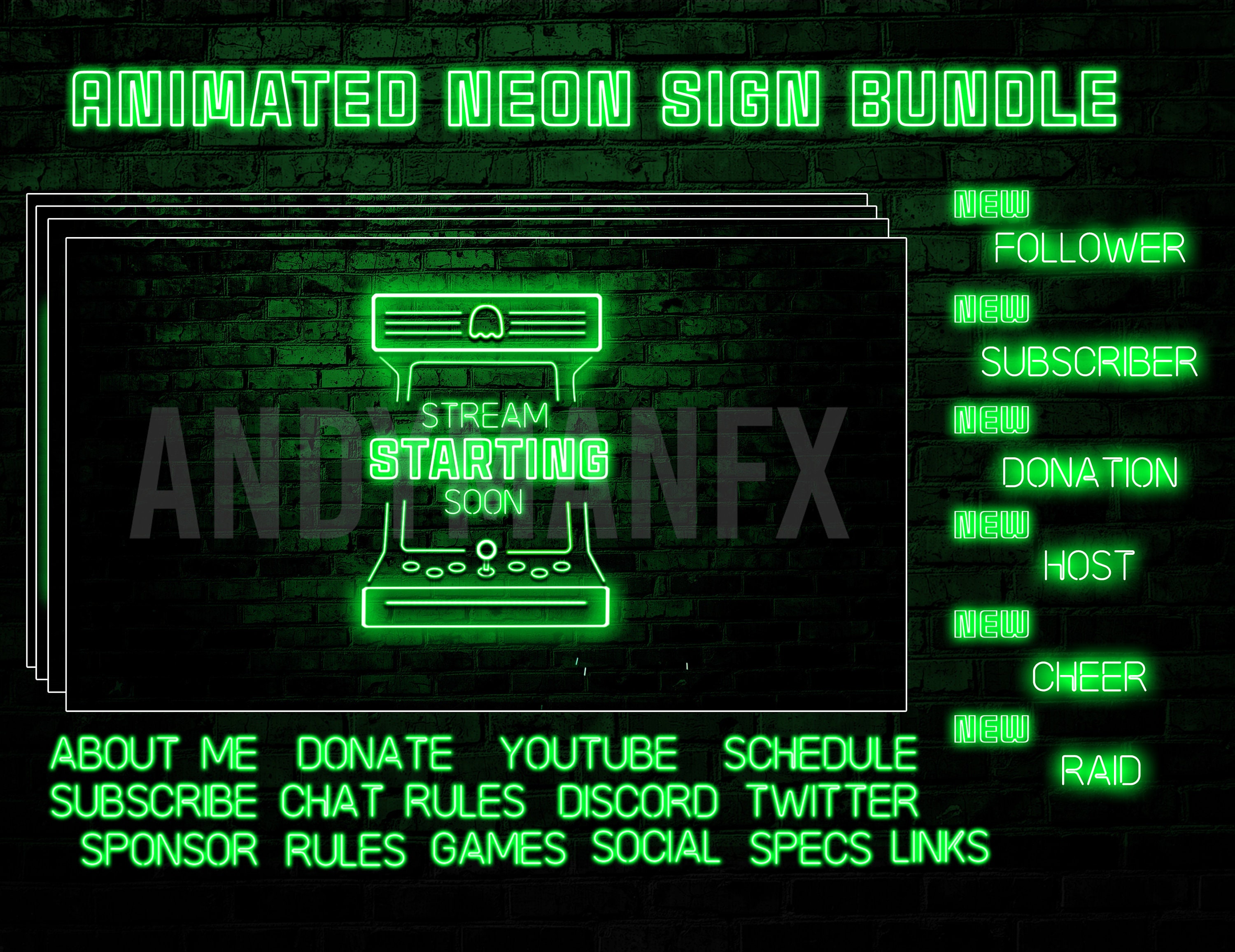 Animated Neon Sign Overlay Bundle green - Etsy