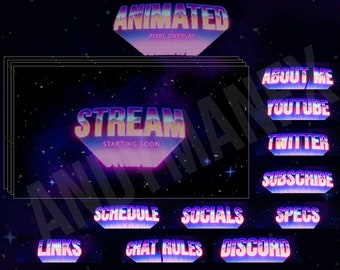 Twitch Animated Blue Pixel Set up Animation Overlay, Loop Animation ...
