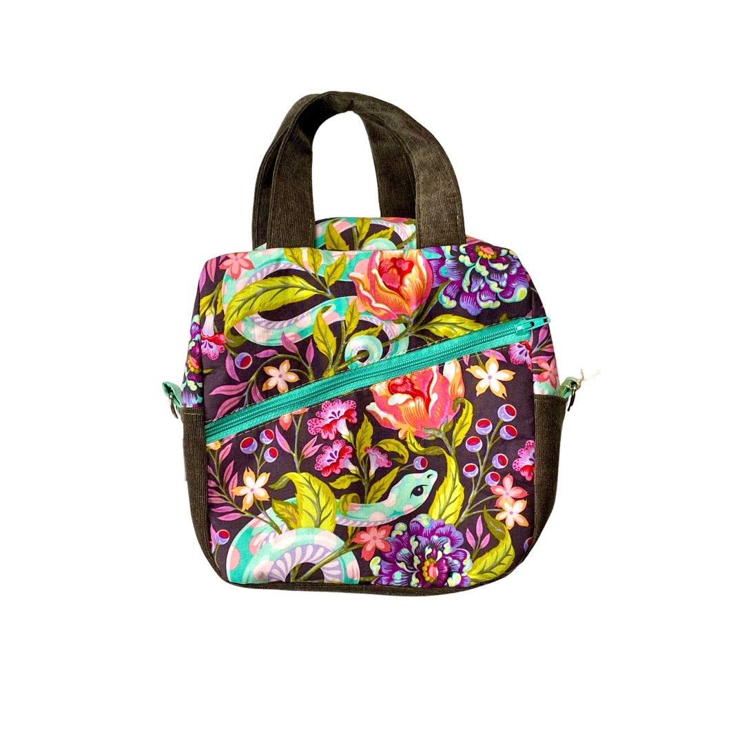 Handmade Handbag - Bright Snakes and Grey Velvet - Handmade Purse ...