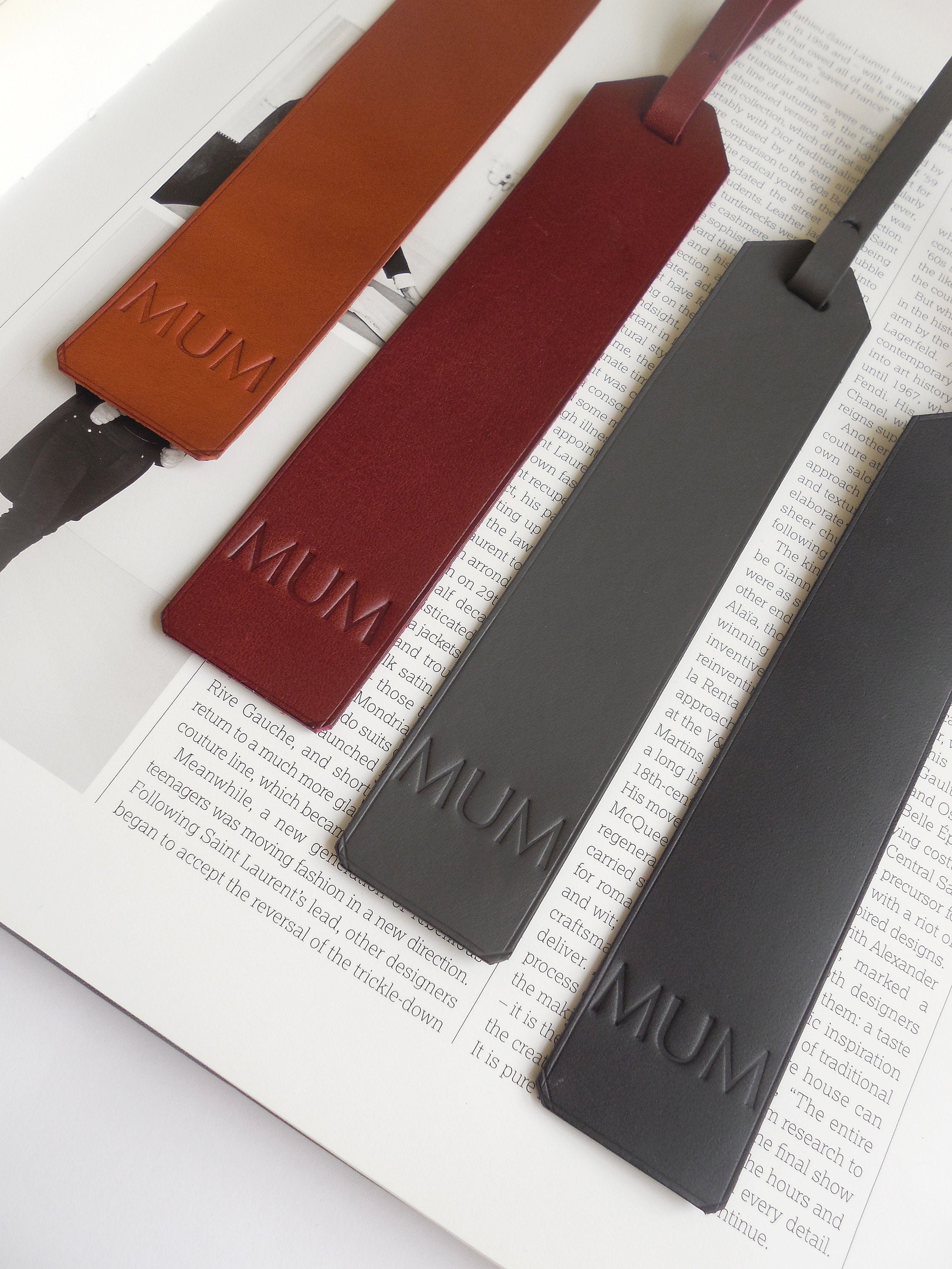 Mum Embossed Leather Bookmark , Handmade Bookmark, Book Lovers ...