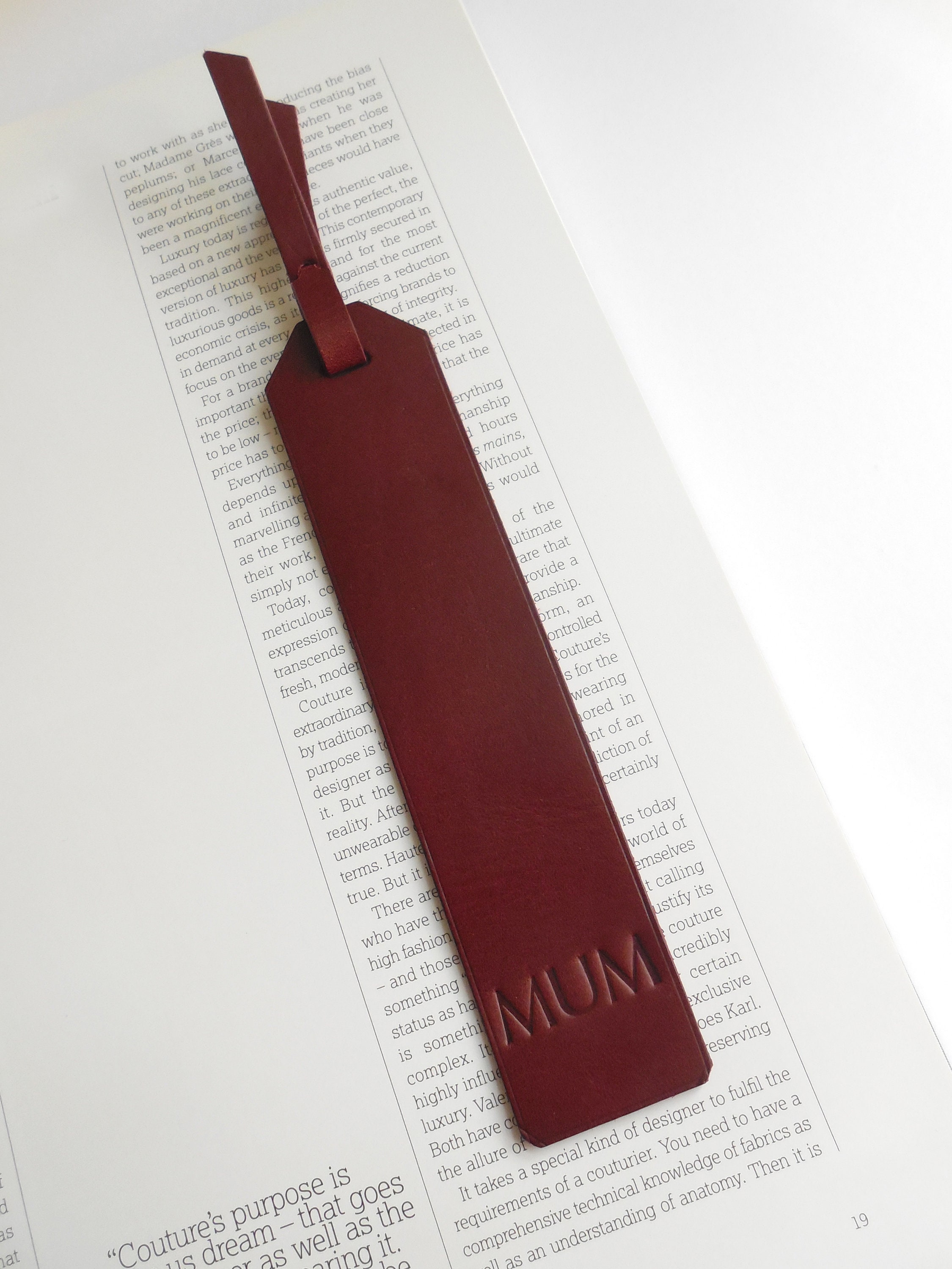 Mum Embossed Leather Bookmark , Handmade Bookmark, Book Lovers ...
