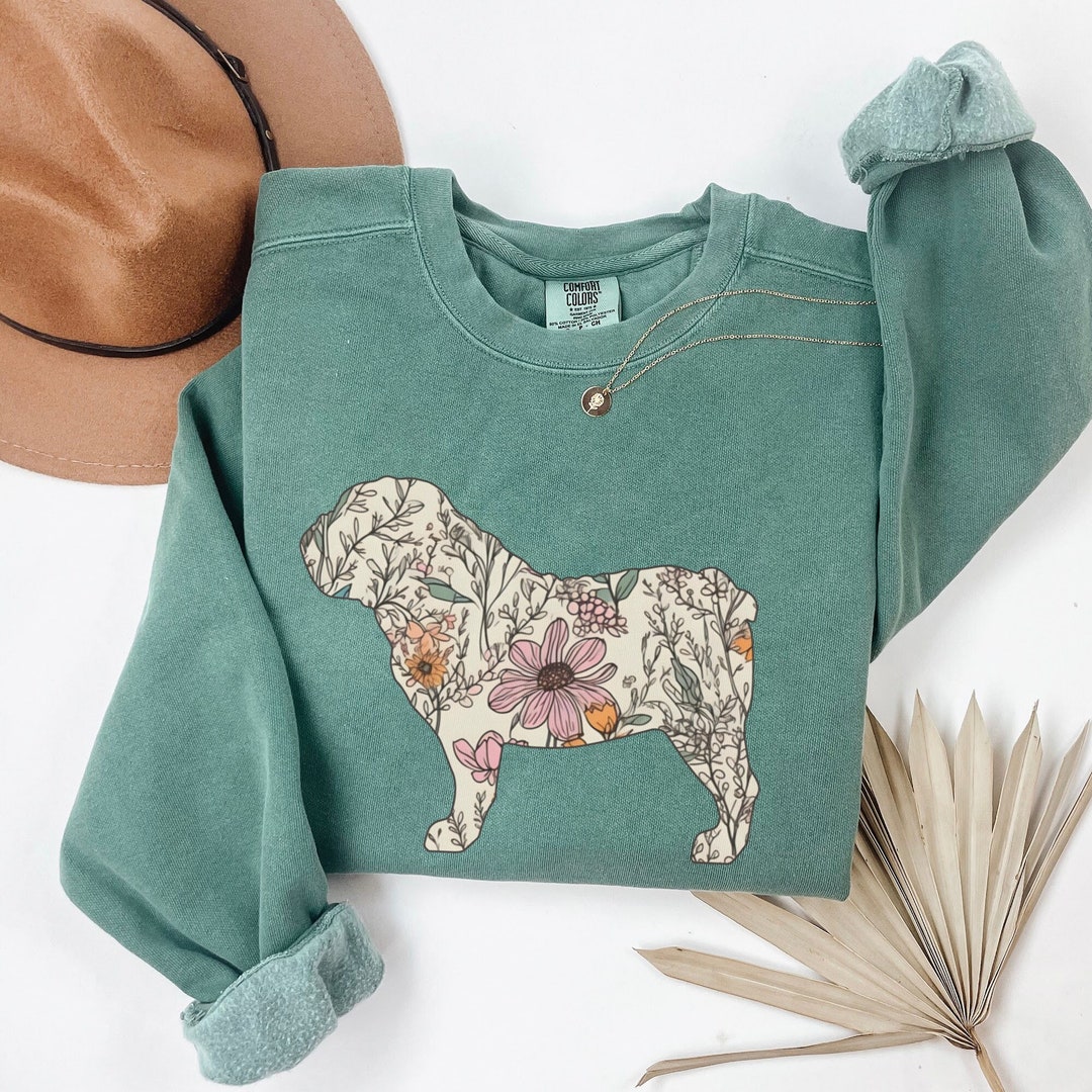 Comfort Colors English Bulldog Sweatshirt: Wildflower Dog Mom Crewneck ...