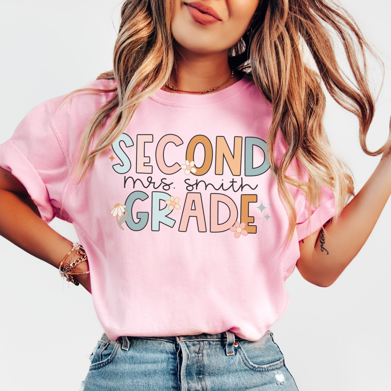 Comfort Colors® Custom Second Grade Teacher Shirt, Personalized 2nd ...