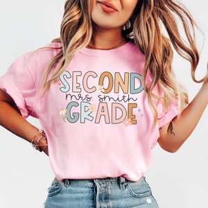 Comfort Colors® Custom Second Grade Teacher Shirt, Personalized 2nd ...