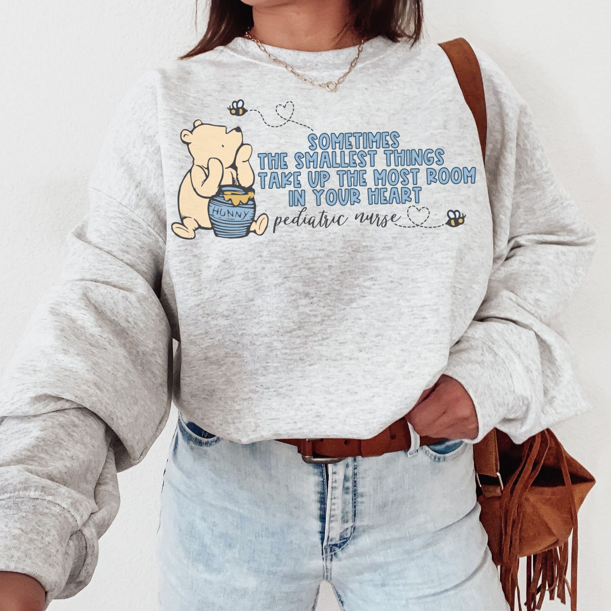 Winnie the Pooh Pediatric Nurse Sweatshirt, Pooh Bear Peds Nurse ...