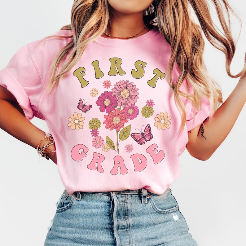 Comfort Colors® First Grade Teacher Shirt, Wildflowers 1st Grade ...