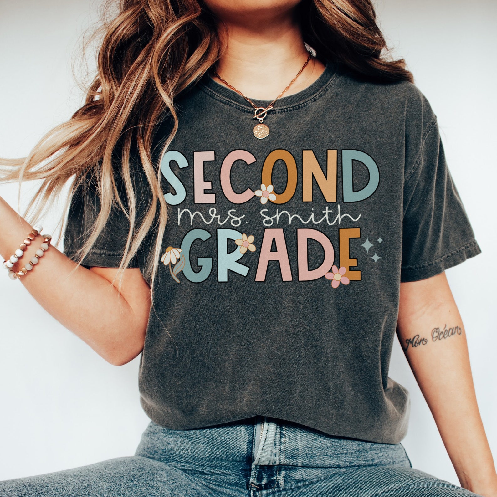 Comfort Colors® Custom Second Grade Teacher Shirt, Personalized 2nd ...
