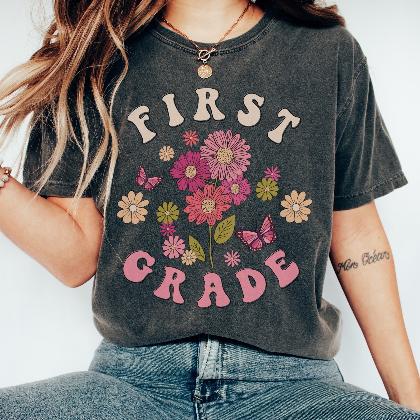 Comfort Colors® First Grade Teacher Shirt, Wildflowers 1st Grade ...